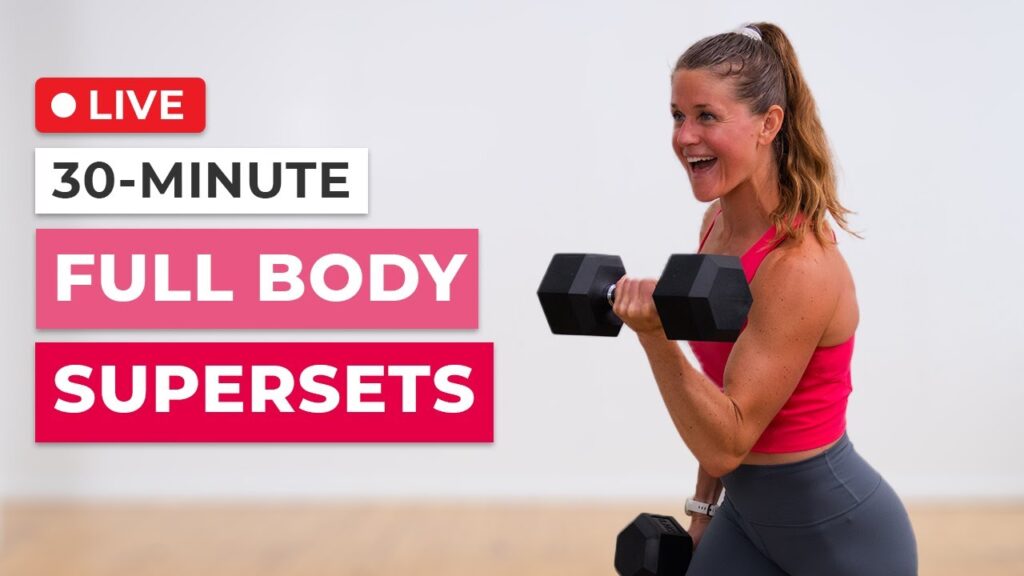 【nourishmovelove】Live 30-Minute Full Body Dumbbell HIIT | Strength ...
